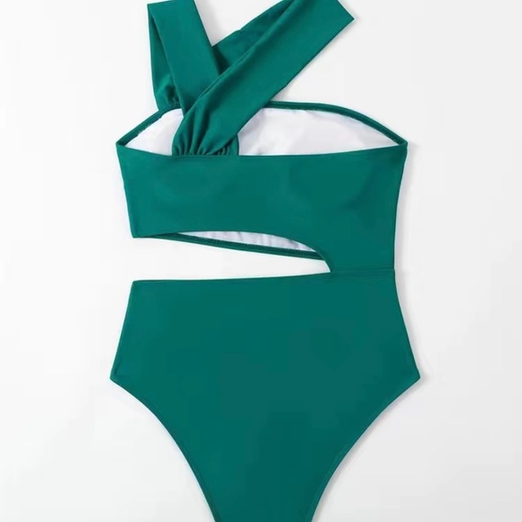 temu | Swim | Emerald Green Asymmetrical One Piece | Poshmark